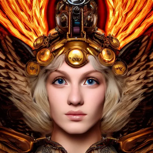 pretty blond steampunk seraphim surrounded by lava, | Stable Diffusion ...