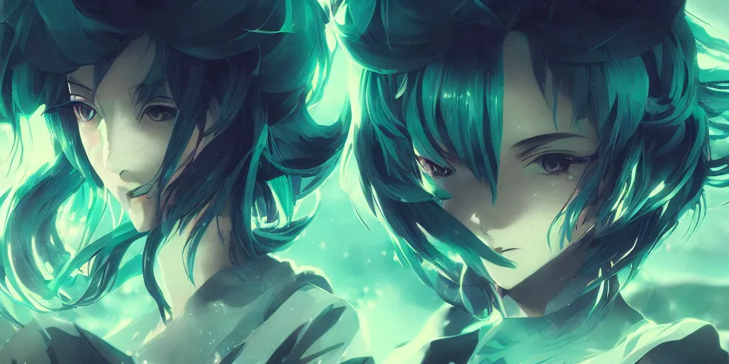 deep green anime eyes, prism highlights, depth of | Stable Diffusion ...