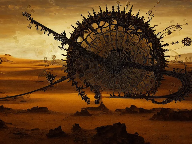 an oil painting of a fractal machine on a barren | Stable Diffusion ...