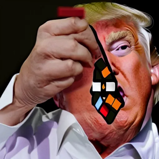 donald trump eating a rubik's cube putting a rubik's | Stable Diffusion ...