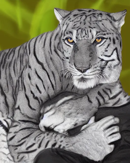 being hugged by a big cat man, dmt, photorealistic, | Stable Diffusion ...