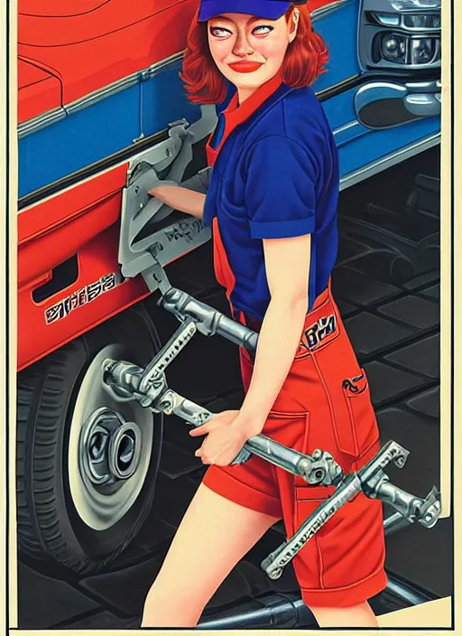 realistic portrait of emma stone as a mechanic, with | Stable Diffusion ...