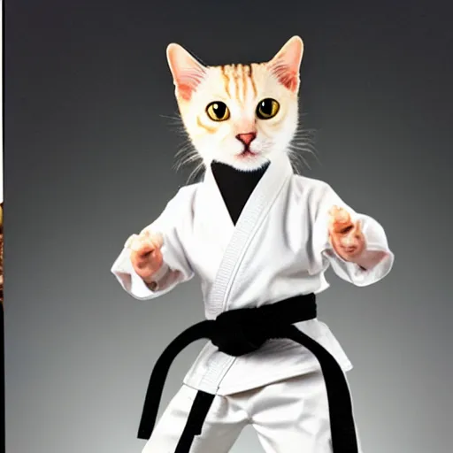 realistic photo of a humanoid cat wearing a karate | Stable Diffusion ...