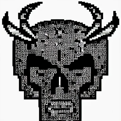 skull with horns ASCII art BBS logo | Stable Diffusion
