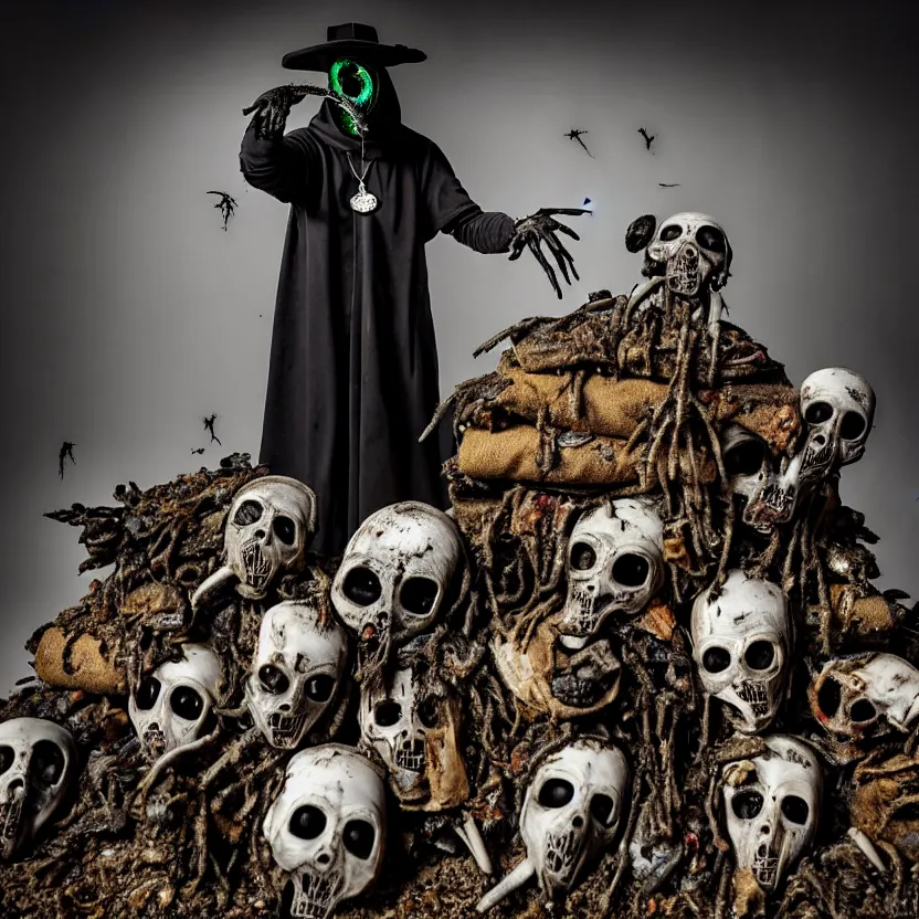 plague doctor standing over a pile of decomposing | Stable Diffusion ...