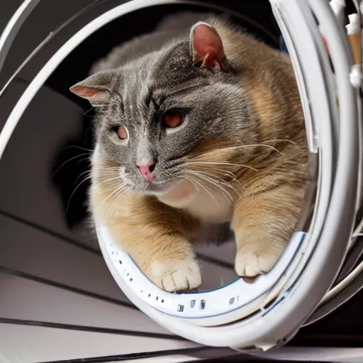 obese cat running in hamster wheel | Stable Diffusion | OpenArt
