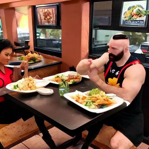 zangief and r mika eating at a tex mex restaurant | Stable Diffusion | OpenArt
