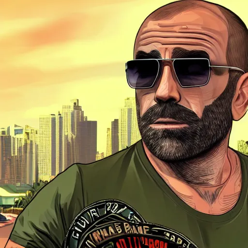 joe rogan with sunglasses and a full beard gta cover | Stable Diffusion