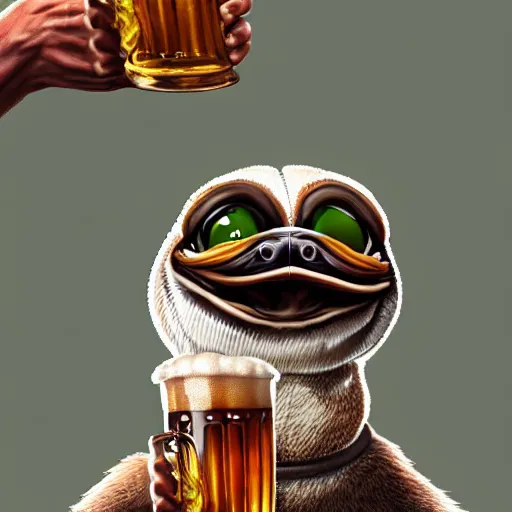 portrait of pepe dring beer, concept art, trending on | Stable ...