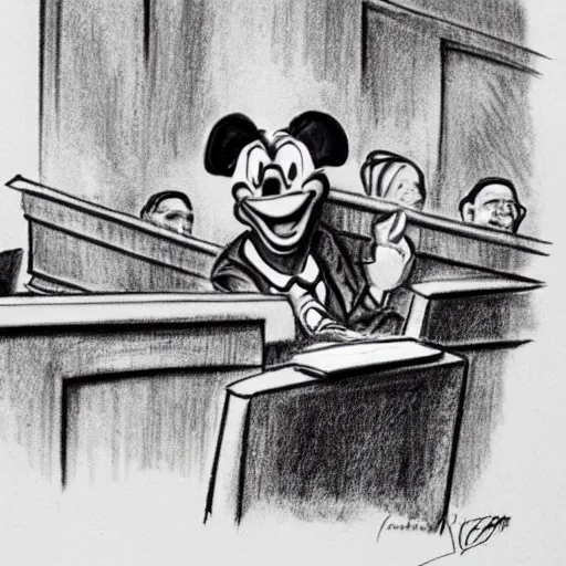 A courtroom Sketch of goofy, at his infamous murder | Stable Diffusion ...