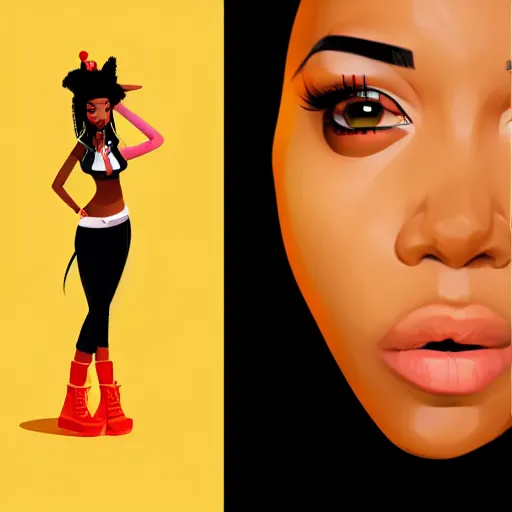 2 d character design, female rapper, vector art, | Stable Diffusion ...