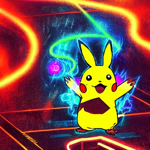 pikachu with mystic aura, blade runner, akira, ghost | Stable Diffusion ...