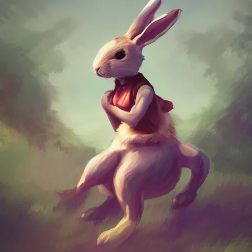 a girl riding a giant rabbit. digital art. concept | Stable Diffusion