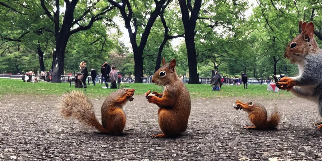 squirrels playing chess in central park | Stable Diffusion