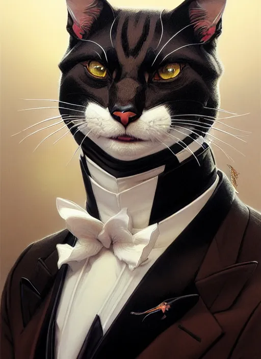 tomcat with tuxedo markings, intricate, elegant, hyper | Stable Diffusion | OpenArt