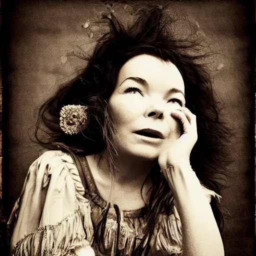 bjork in the old west, sepia tone, highly detailed, | Stable Diffusion