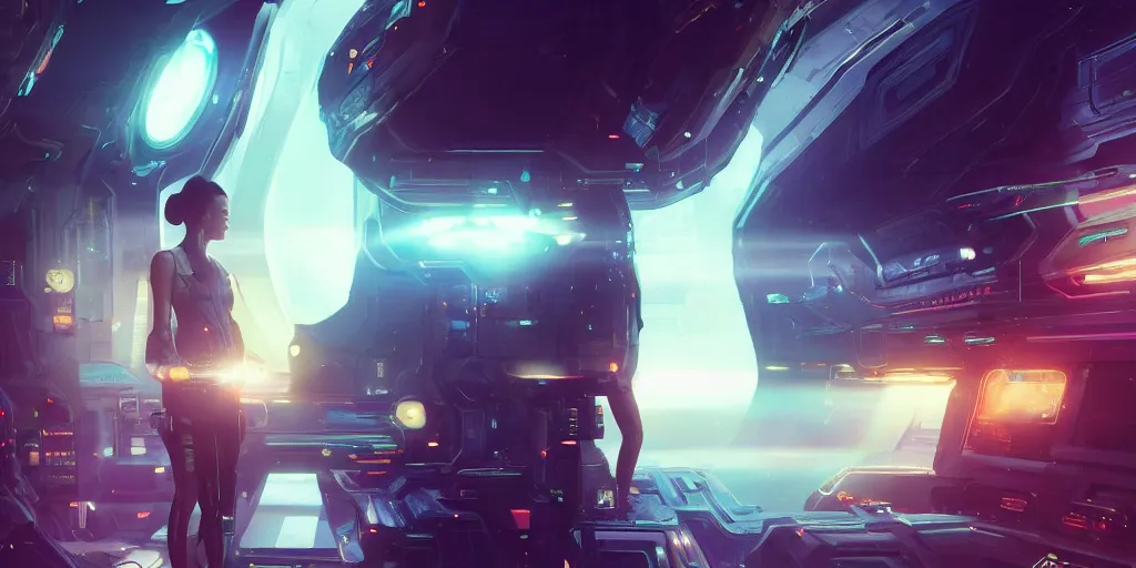 girl in the sci - fi heavy suite with monitor in | Stable Diffusion | OpenArt