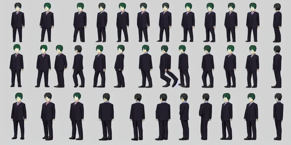 mob psycho 100 reference sheet for 3d model | Stable Diffusion