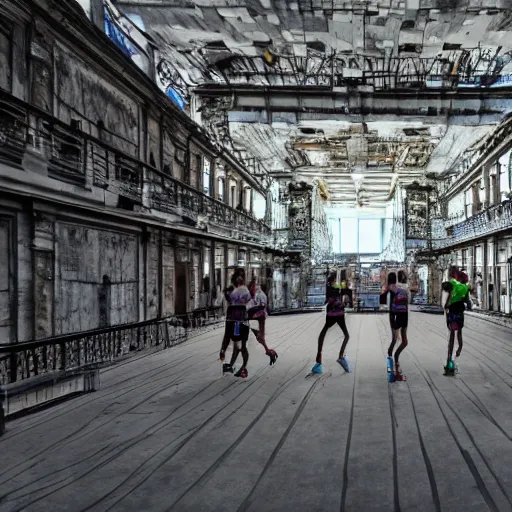 Marathon runners inside Berghain in Berlin. High | Stable Diffusion