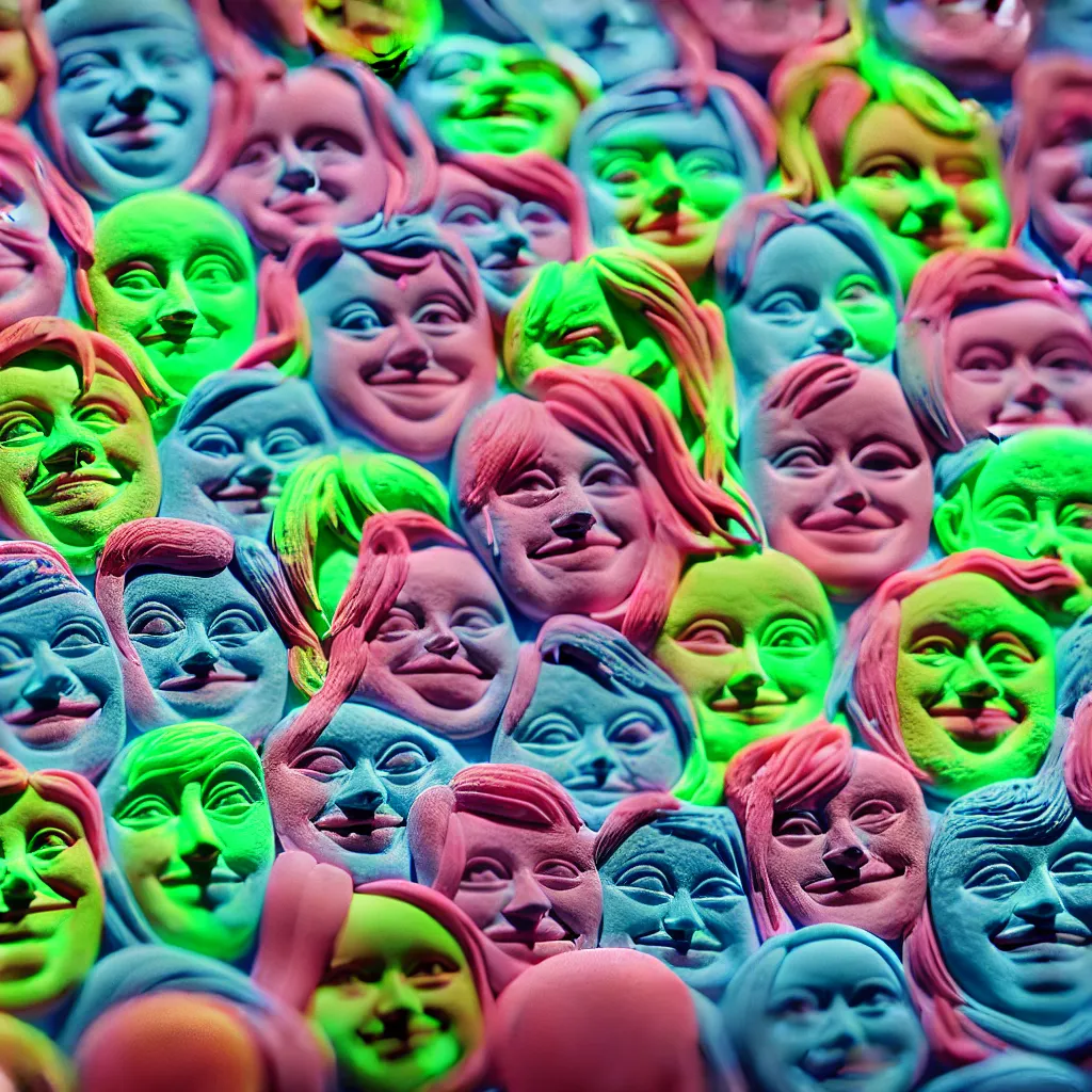 neon plasticine faces in a dream, cute colors backlit | Stable ...