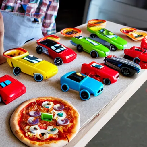 a pizza topped with hotwheels cars | Stable Diffusion | OpenArt