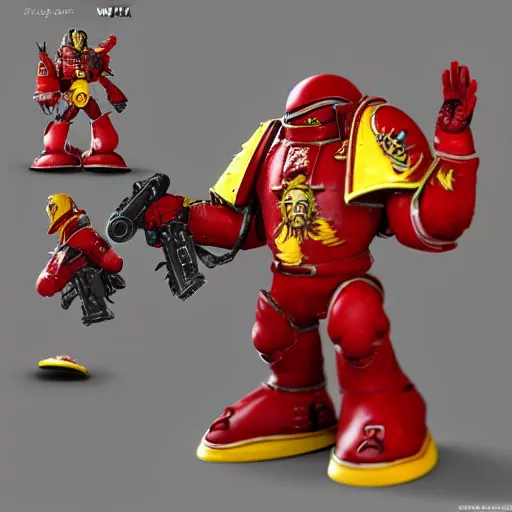ronald mcdonald wearing warhammer space marine armor | Stable Diffusion