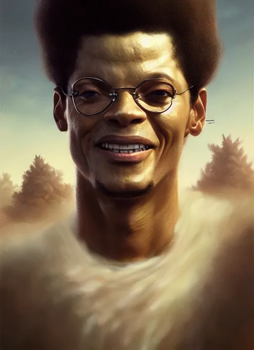 samuel jacksons face on spongebobs body, digital art, | Stable ...