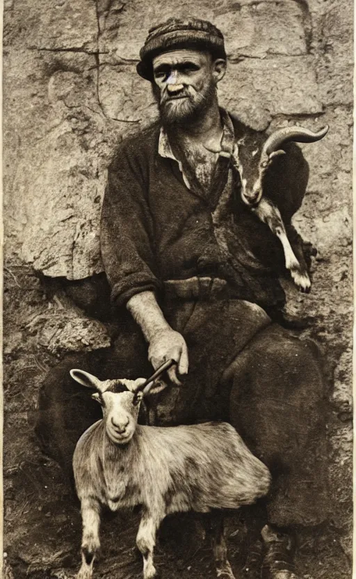 portrait of a welsh coal miner and his pet goat, | Stable Diffusion ...