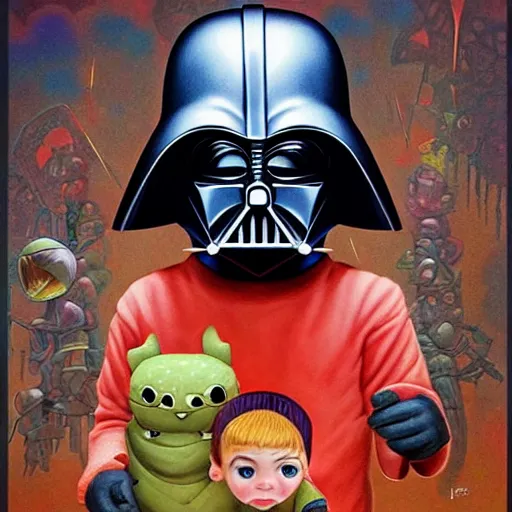 Darth Vader is Happy now, pixar cute, highly detailed, | Stable ...