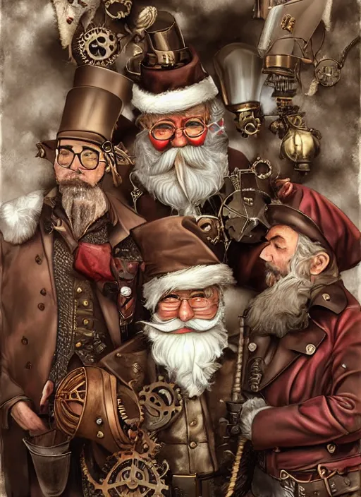 steampunk santa claus and his sleigh, in the styles of | Stable ...