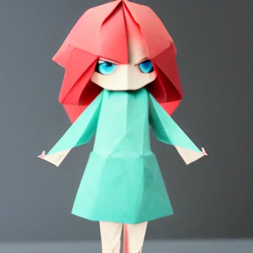 lonely girl _ origami figure | Stable Diffusion
