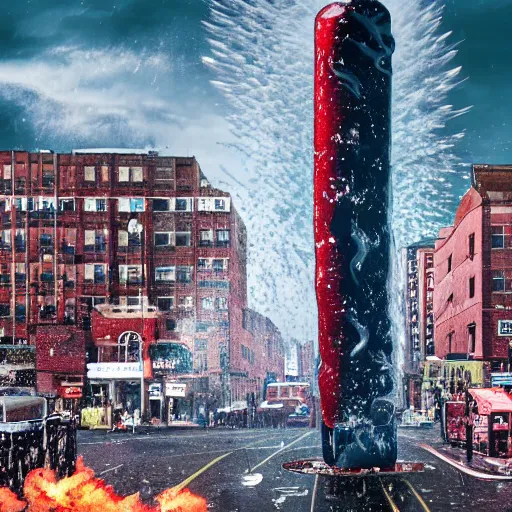 a giant coke and mentos eruption with fizzy liquid | Stable Diffusion