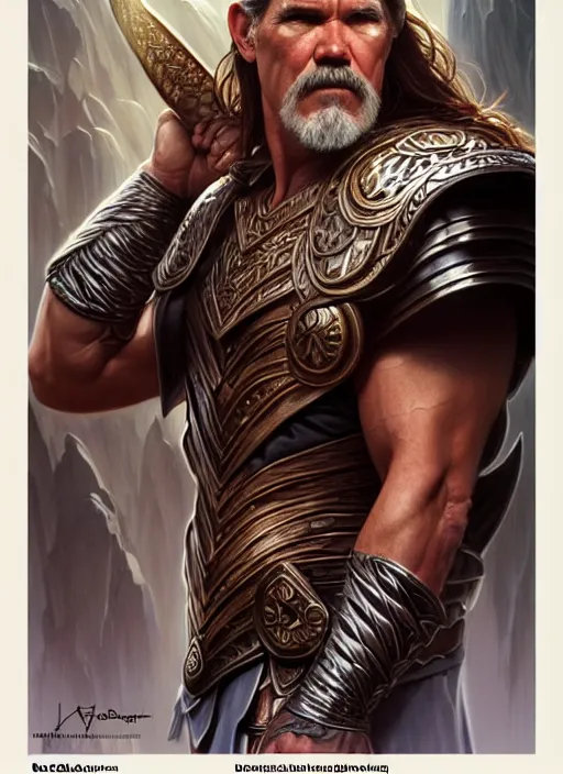 Portrait of Josh Brolin as Odin, D&D, muscular, | Stable Diffusion