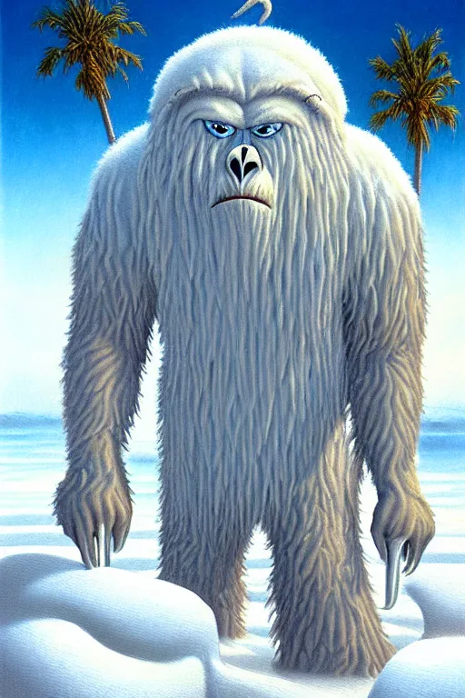 classic oil painting, a snow yeti that is dripping | Stable Diffusion