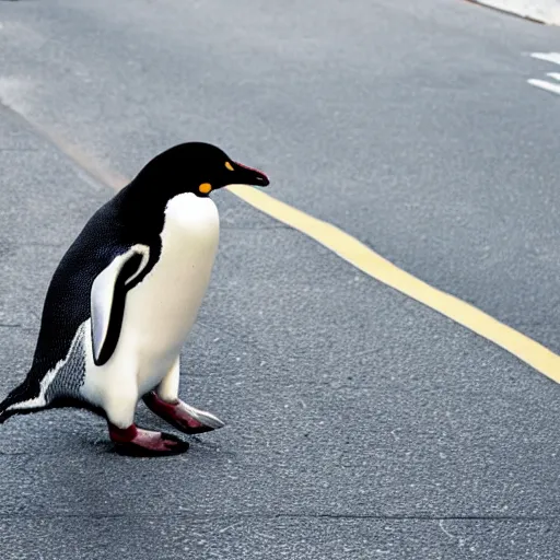 penguin wearing a messenger bag walking in a japanese | Stable ...