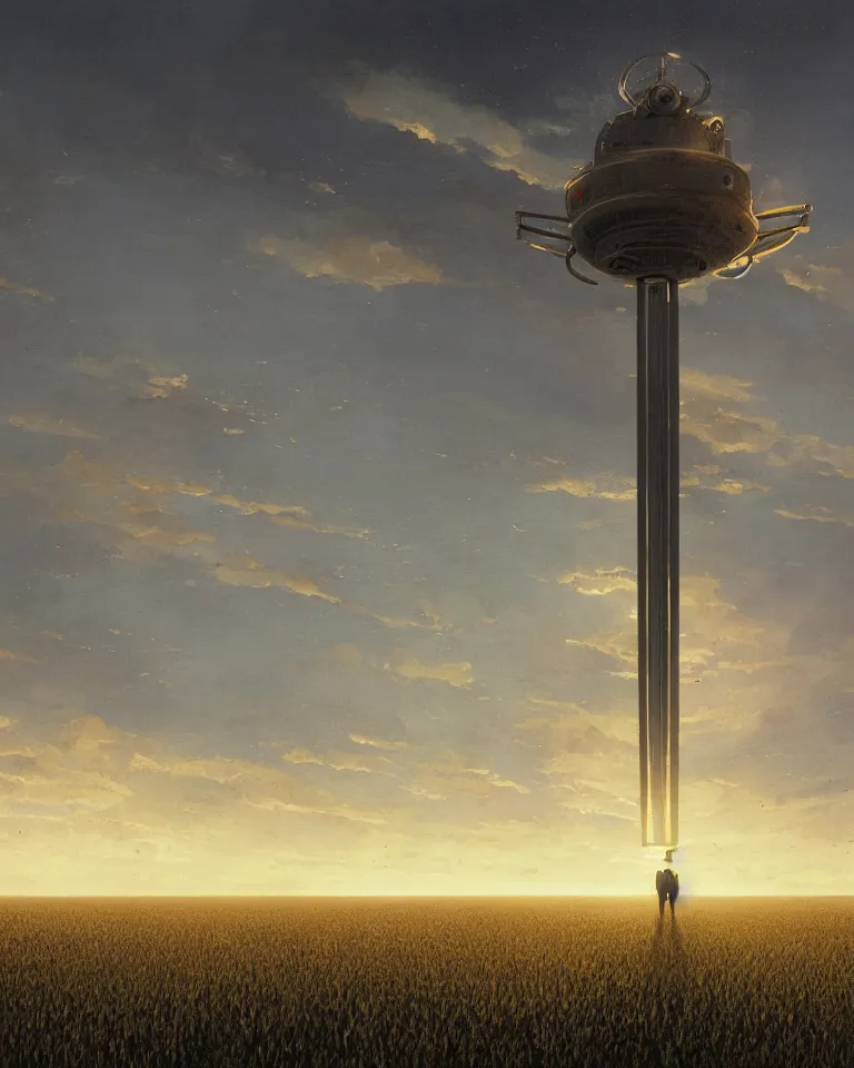 wide shot of a tall and thin alien structure hovering | Stable ...