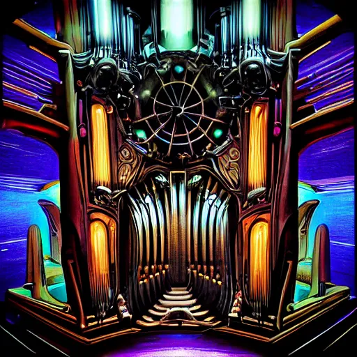 pipe organ space opera album cover, style of michael | Stable Diffusion ...