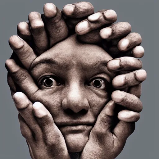 photograph of a face made of hands | Stable Diffusion | OpenArt