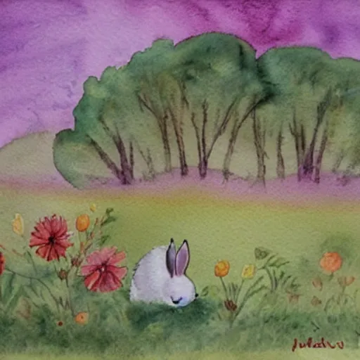 a beautiful whimsical watercolor painting of a rabbit | Stable ...