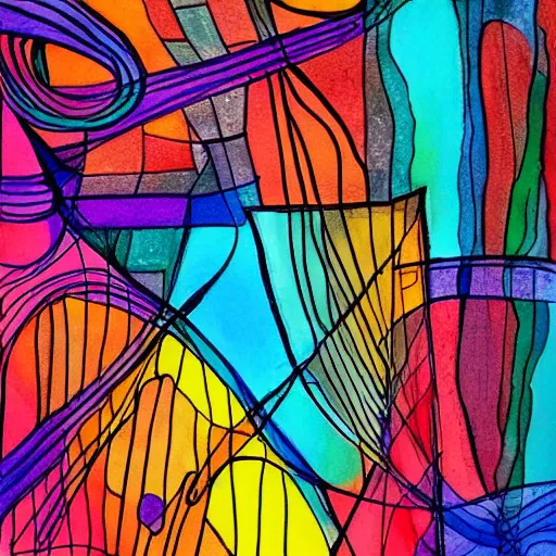 abstract ink with colour, line art | Stable Diffusion | OpenArt
