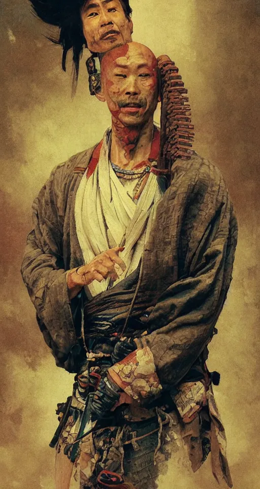 portrait of Sickly diseased dying Samurai warrior, sun | Stable ...