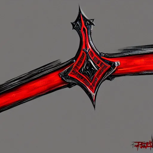 symmetric, black and red fantasy sword, crude, highly | Stable ...