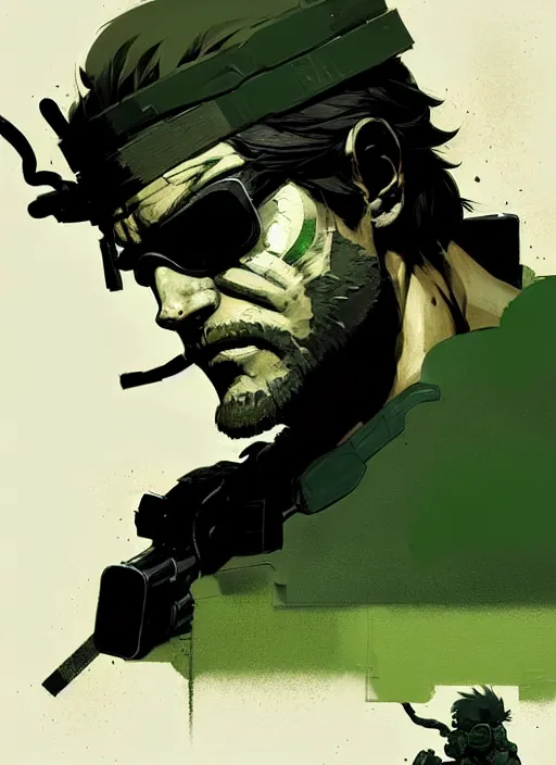 highly detailed closeup of solid snake by atey | Stable Diffusion