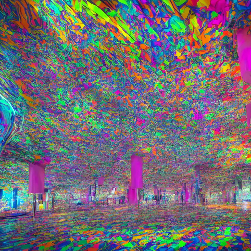 a modern interior with psychedelic walls and the | Stable Diffusion ...