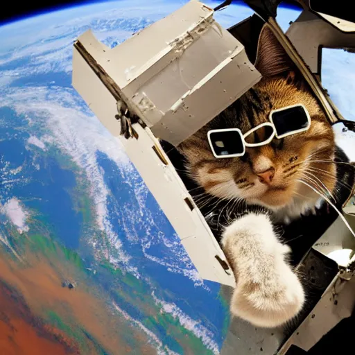 photo of a cat astronaut wearing sunglasses repairing | Stable ...