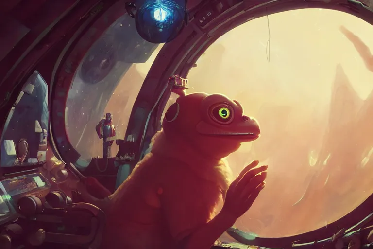 a close up shot of pepe inside a spaceship, wadim | Stable Diffusion ...