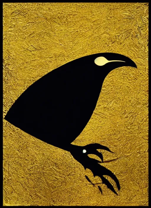 crow, award - winning painting, abstract, gold and | Stable Diffusion ...