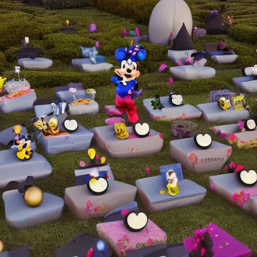 disney - themed - funeral - home, mickey - mouse - | Stable Diffusion