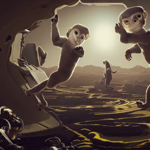 astronaut monkeys laughting throwing bananas on each | Stable Diffusion