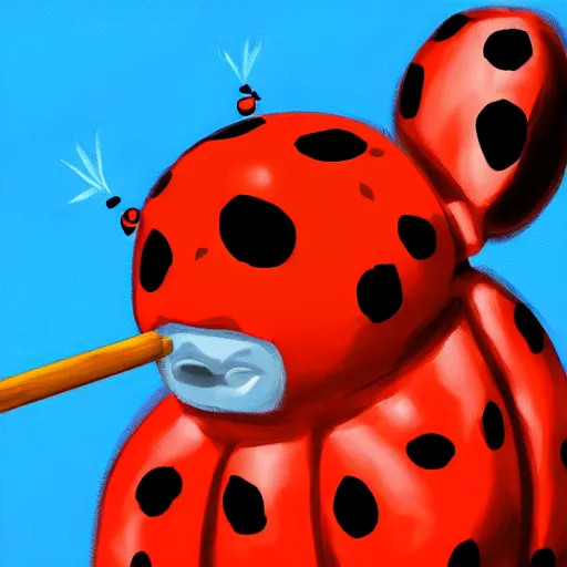 a digital painting of a cartoon ladybug smoking a | Stable Diffusion ...